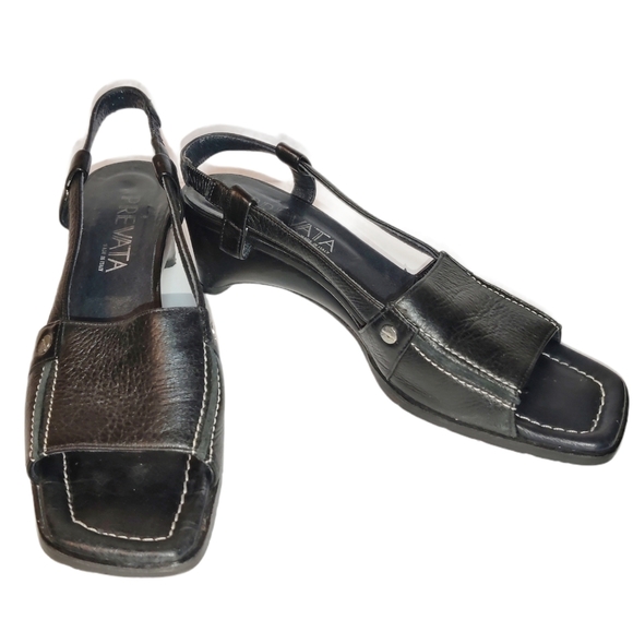 Prevata | Shoes | Prevata Y2k Black Leather Square Toe Sling Back Open ...